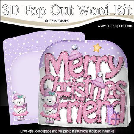 Merry Christmas Friend Teddy Tess Pop Out Xmas Word Card - CUP449446 ...