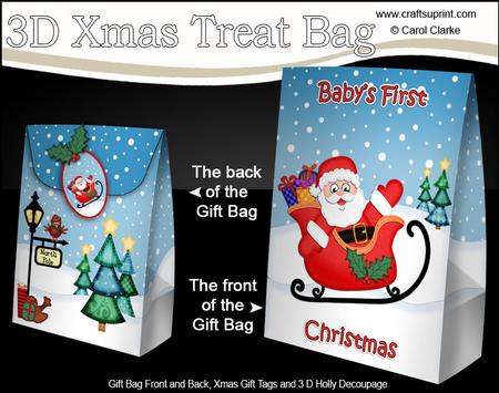 3D Xmas Baby's First Christmas Santa Large Gift Bag Mini Kit ...