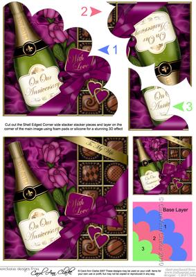 Wife Anniversary Champers Chocs & Roses Shell Edged - CUP531200_359 ...