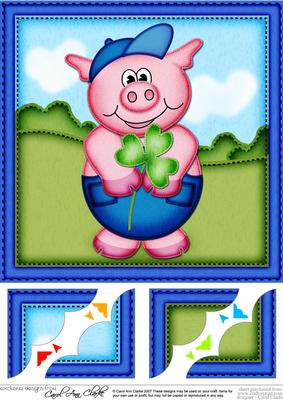 8 x 8 Ziggy Piggy's Good Luck Clover Scalloped Corner Topper ...