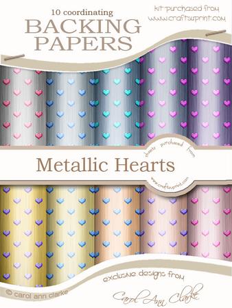 'coloured Metallic Hearts' Backing Papers Kit - CUP53385_359 | Craftsuprint
