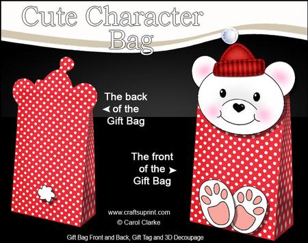 3D Little Teddy Cute Xmas Character Gift Bag Mini Kit - CUP538088_359 ...