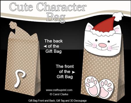3D Little Cat Cute Xmas Character Gift Bag Mini Kit - CUP539254_359 ...