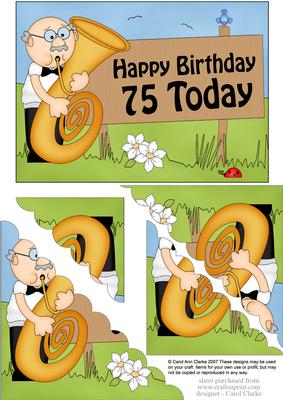 5x7 75th Birthday Bert Plays the Tuba Scallop Corner - CUP540000_359 ...