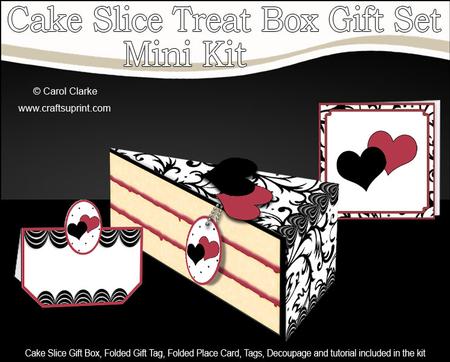 3D Elegant Hearts Cake Slice Treat Box Gift Set Mini Kit - CUP540432 ...