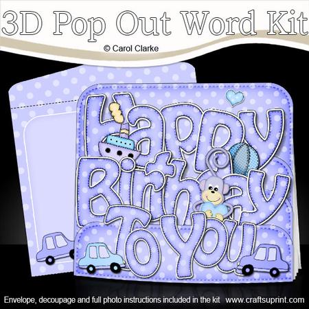 3D Birthday Cars Pop Out Word Card - CUP540992_359 | Craftsuprint