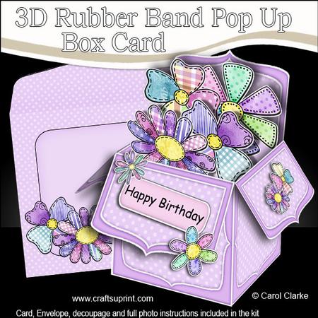 3D Patchwork Petals Rubber Band Pop Up Box Card - CUP544251_359 ...