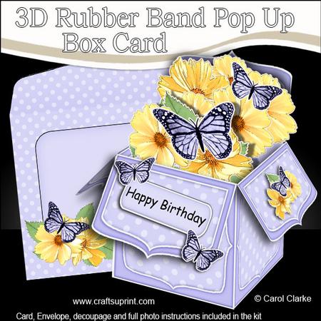 3D Butterfly Bouquet Rubber Band Pop Up Box Card - CUP545945_359 ...