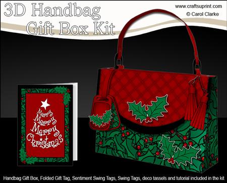 3D Holly Xmas Handbag Treat or Favour Box Kit - CUP549329_359 ...