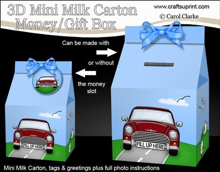 3D Mini Car Milk Carton Money or Treat Box Mini Kit - CUP551082_359 ...