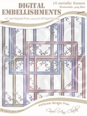 Square 'metallic Frame' Digital Embellishments - Posy and Pearls ...