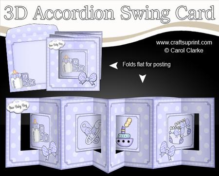3D New Baby Boy Accordion Swing Card - CUP555791_359 | Craftsuprint