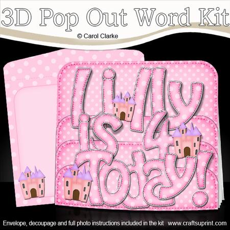 3D 4th Birthday Lilly Pop Out Word Card - CUP567996_359 | Craftsuprint