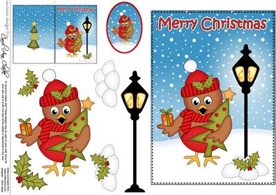 Christmas Cute Little Robin Lamp Post 5x7 3D Decoupage - CUP569566_359 ...