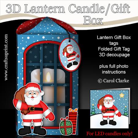 3D Xmas Santa Lantern Candle/gift Box Kit - CUP572815_359 | Craftsuprint