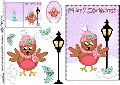 Christmas Cute Little Robin Lamp Post 5x7 3D Decoupage - CUP573375_359 ...