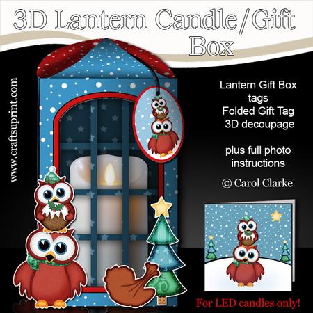 3D Xmas Hoot Owls Lantern Candle/gift Box Kit - CUP574435_359 ...