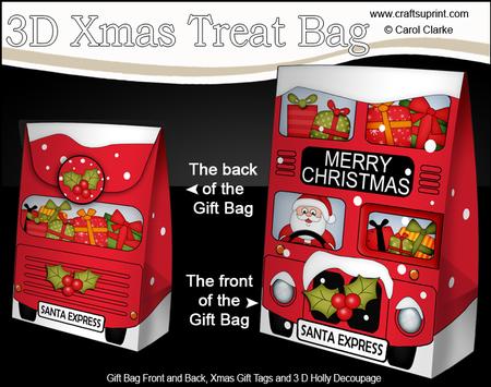 3D Christmas Santa Express Gift Bag Mini Kit - CUP579459_359 | Craftsuprint