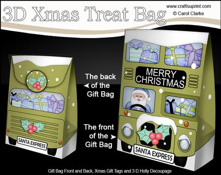 3D Christmas Santa Express Gift Bag Mini Kit - CUP581123_359 | Craftsuprint