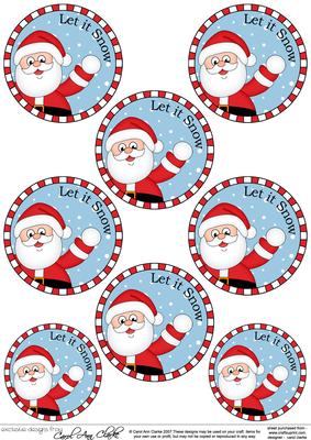 Xmas Santa Round Christmas Gift Tags - CUP588369_359 | Craftsuprint