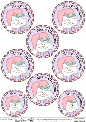 Xmas Snowman Round Christmas Gift Tags - CUP588372_359 | Craftsuprint