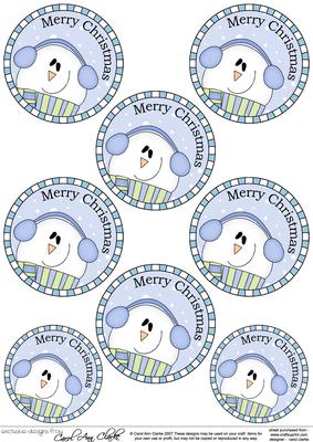 Xmas Snowman Round Christmas Gift Tags - CUP588375_359 | Craftsuprint