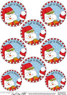Xmas Snowman Round Christmas Gift Tags - CUP589273_359 | Craftsuprint
