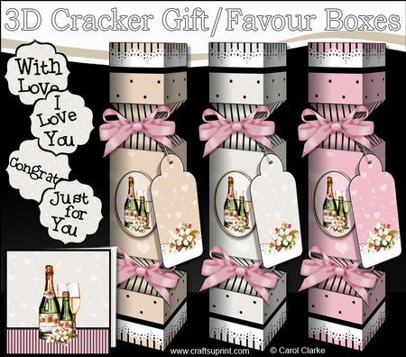 3D Champagne & Flowers Romance Cracker Gift Favour Boxes - CUP591100 ...
