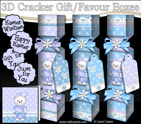 3D Easter Teddy Ed Cracker Gift Favour Boxes - CUP592695_359 | Craftsuprint