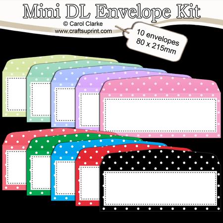 10 Mini Dl (80 x 215mm) Polka Dot Envelope Kit - CUP593664_359 ...