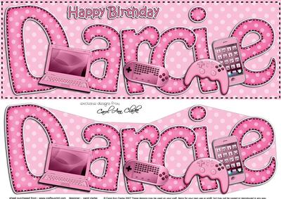 Large Dl Birthday Darcie Girly Gadgets & Gizmos 3D Decoupage ...