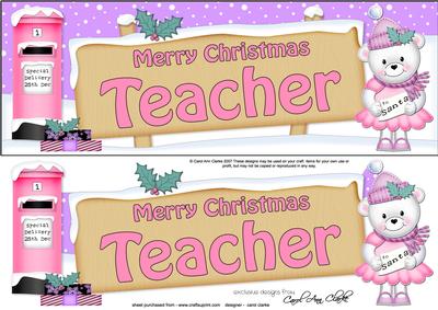 Lge Dl Christmas Teacher Teddy Signpost Easicut Decoupage - CUP632289 ...