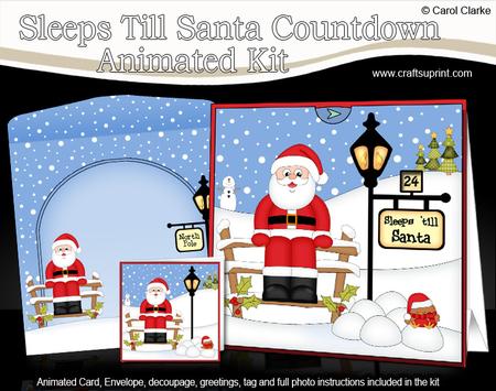 3D Xmas Santa Sleeps Till Santa Countdown Moveable Card - CUP633204_359 ...