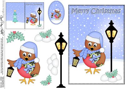 5x7 Christmas Little Robin Lamp Post 3D Decoupage - CUP639481_359 ...