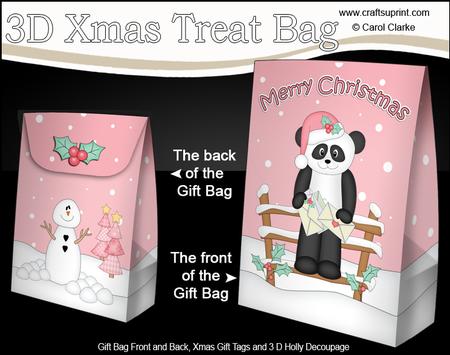 3D Little Christmas Panda Gift Bag Mini Kit - CUP647744_359 | Craftsuprint
