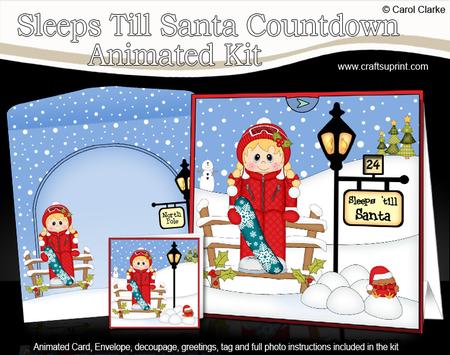 3D Christmas Snowboarder Sleeps Till Santa Countdown Card - CUP650387 ...