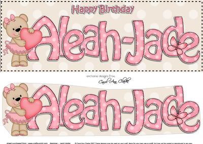 Large Dl Birthday Aleah-jade Livvy Bear Card & 3D Decoupage - CUP655917 ...