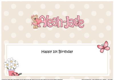 Lge Dl 1st Birthday Aleah-jade Livvy Bear Insert - CUP655920_359 ...