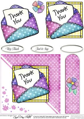 Thank You Letter Quick Card with 3D Decoupage - CUP65903_359 | Craftsuprint