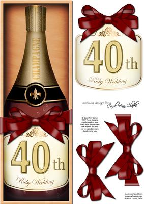 Large Dl Ruby Anniversary Champers in a Box 3D Decoupage - CUP665907 ...