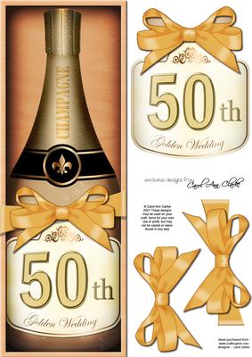 Large Dl Golden Anniversary Champers in a Box 3D Decoupage - CUP665910 ...