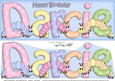 Large Dl Birthday Darcie Caterpillars & 3D Decoupage - CUP671719_359 ...