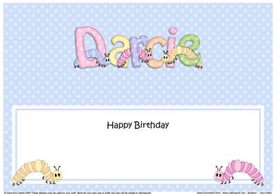 Large Dl Birthday Darcie Caterpillars Insert - CUP671720_359 | Craftsuprint