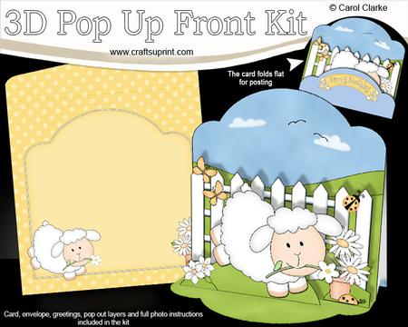 3D Cute Little Lamb Pop Up Front Card Kit - CUP674095_359 | Craftsuprint
