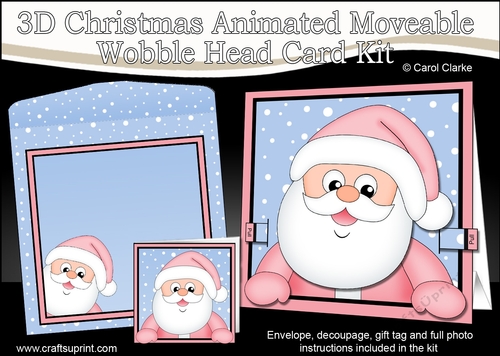 3D Christmas Animated Moveable Wobble Head Card - Santa Claus ...