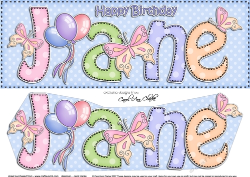 Large DL Birthday JANE Balloons & Butterflies 3D decoupage - CUP732650 ...