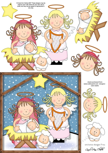 The Christmas Story Angel Vists the Christ Child quick card and 3D ...