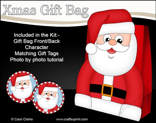 3D Christmas Santa Claus Gift Bag Mini Kit - CUP739597_359 | Craftsuprint