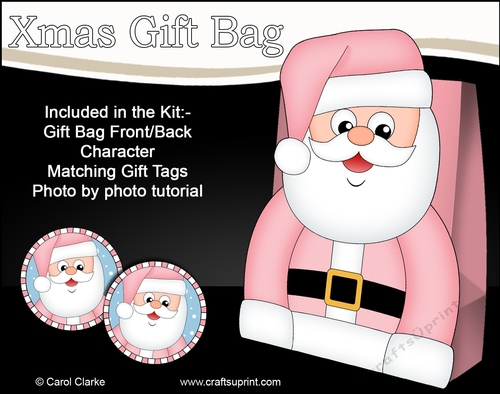 3D Christmas Santa Claus Gift Bag Mini Kit - CUP739598_359 | Craftsuprint