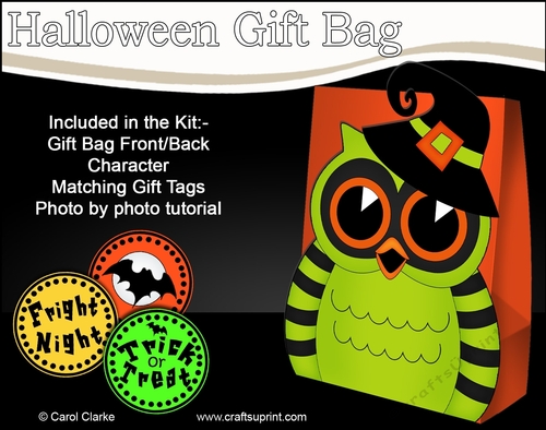 3D Halloween Owlbert Owl Gift Bag Mini Kit - CUP741071_359 | Craftsuprint